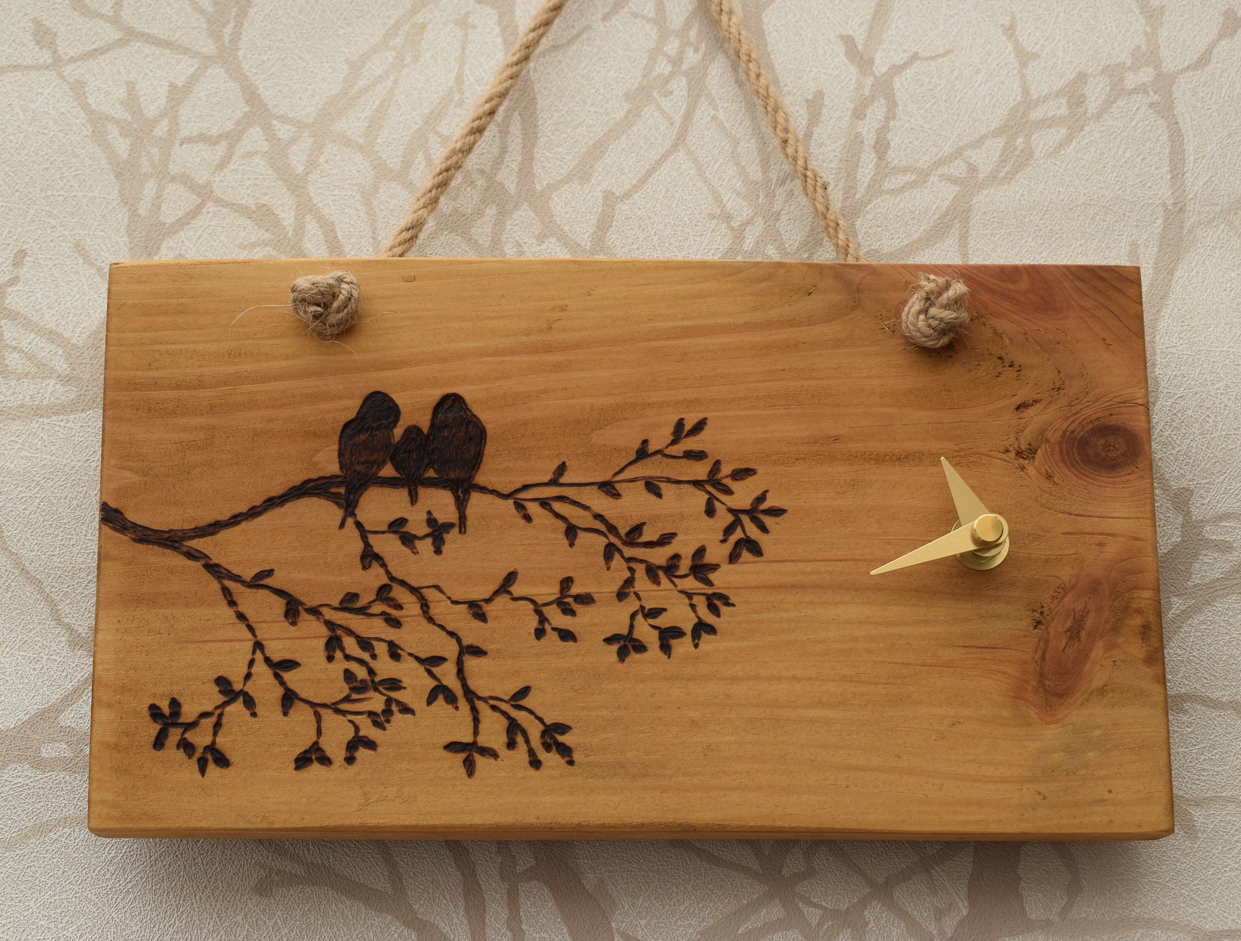 Reclaimed Wood Pyrography Family Birds Tree Branch Woodland | Etsy