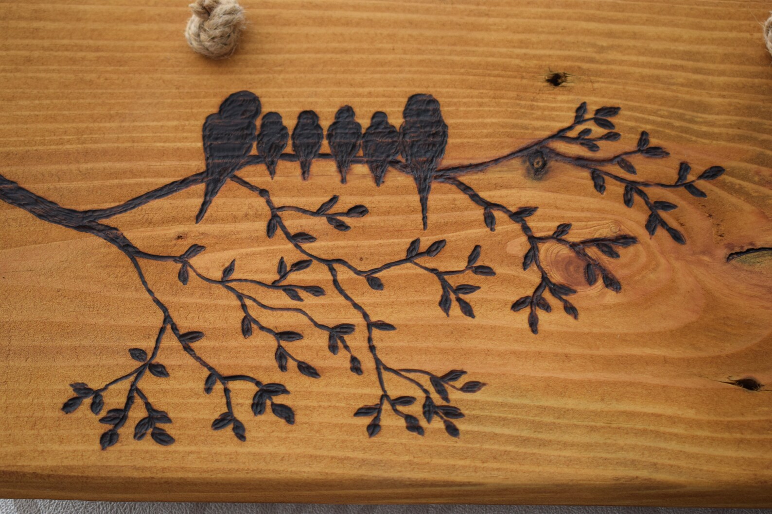 Reclaimed Wood Pyrography Family Birds Tree Branch Woodland - Etsy