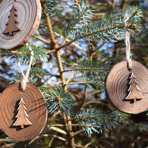 Rustic Wooden Pine / Fir Tree Decorations, Fir Tree Hanging, Gift Tags ...
