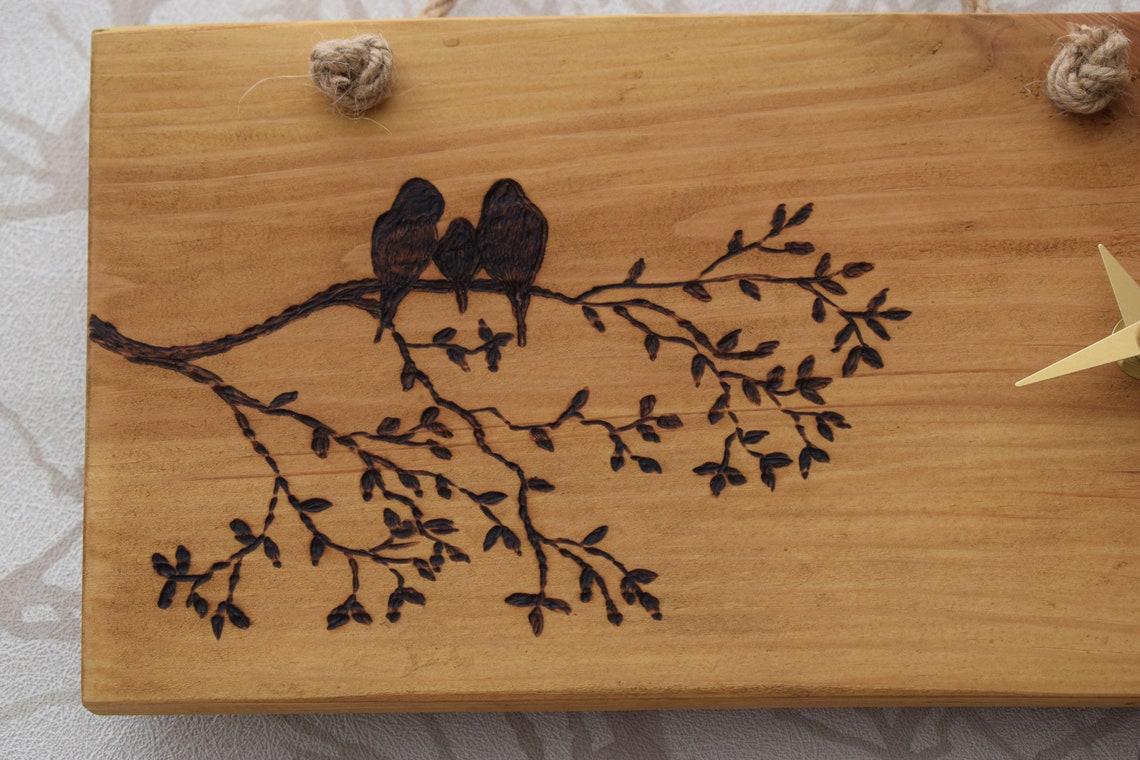 Reclaimed Wood Pyrography Family Birds Tree Branch Woodland - Etsy