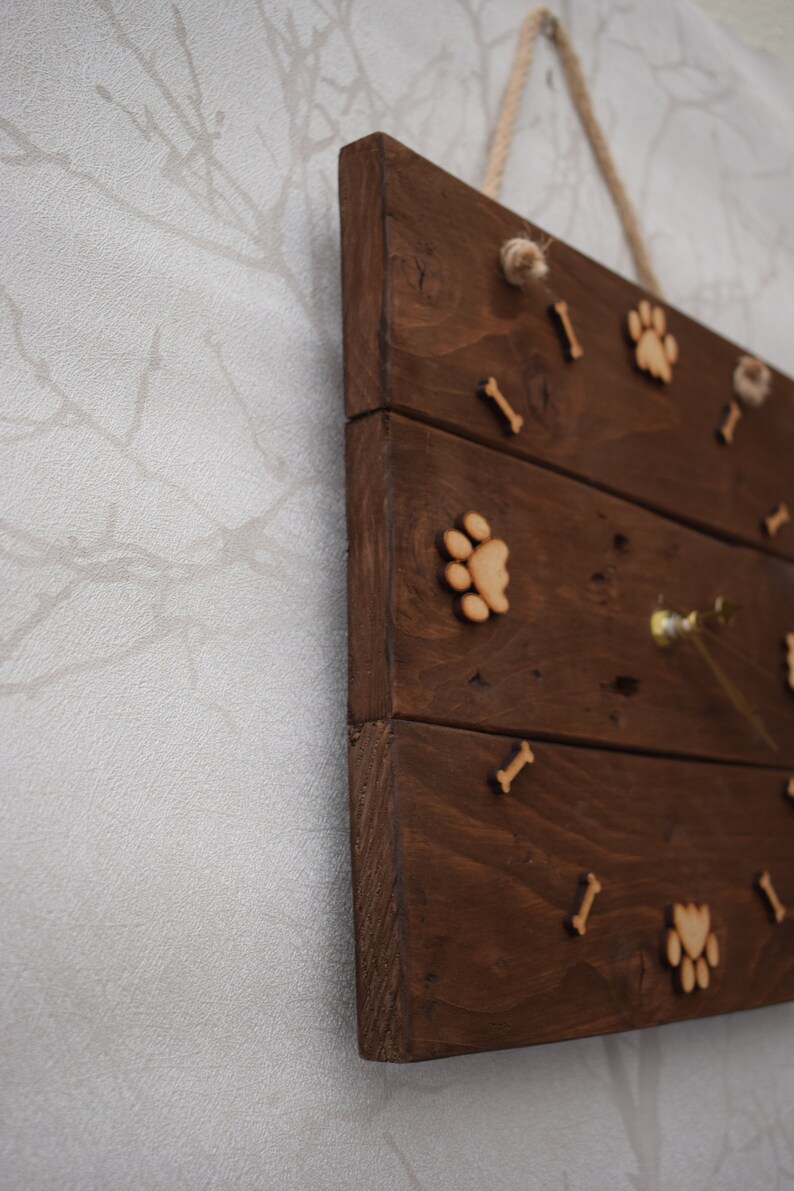 Reclaimed Pallet Wood Dog Clock - Paw Prints and Bones With Optional ...
