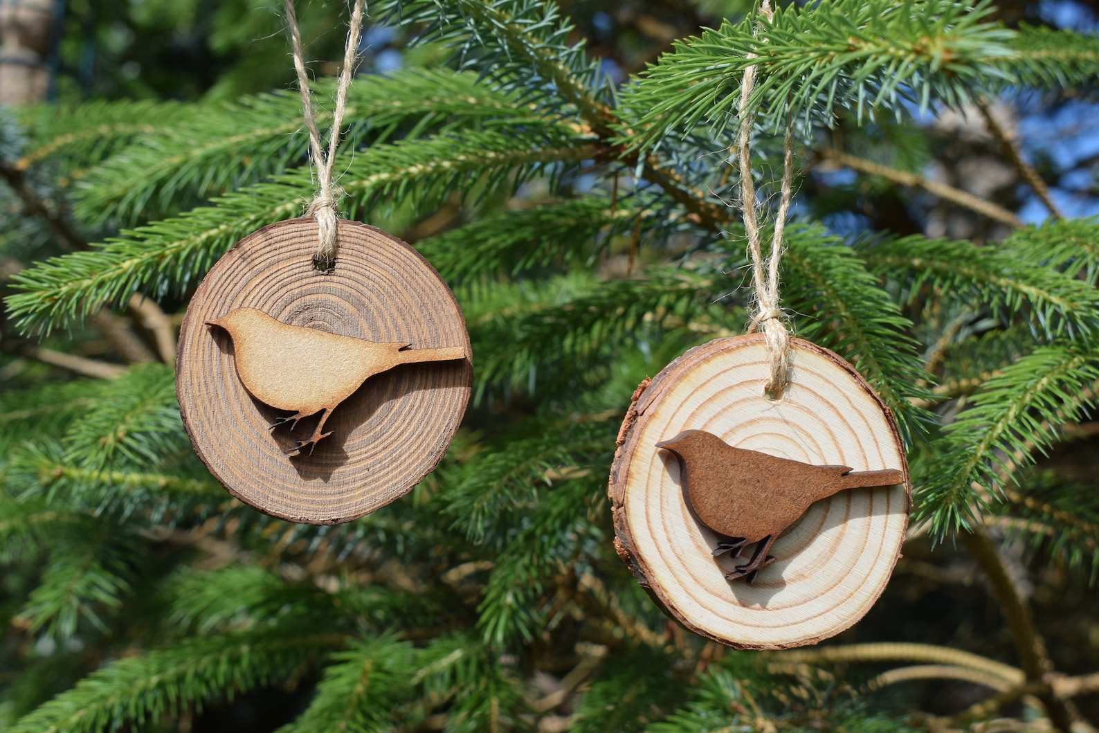 Rustic Wooden Hanging Decorations Birds Blackbirds Garden | Etsy