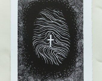 Linocut of Christ - Etsy