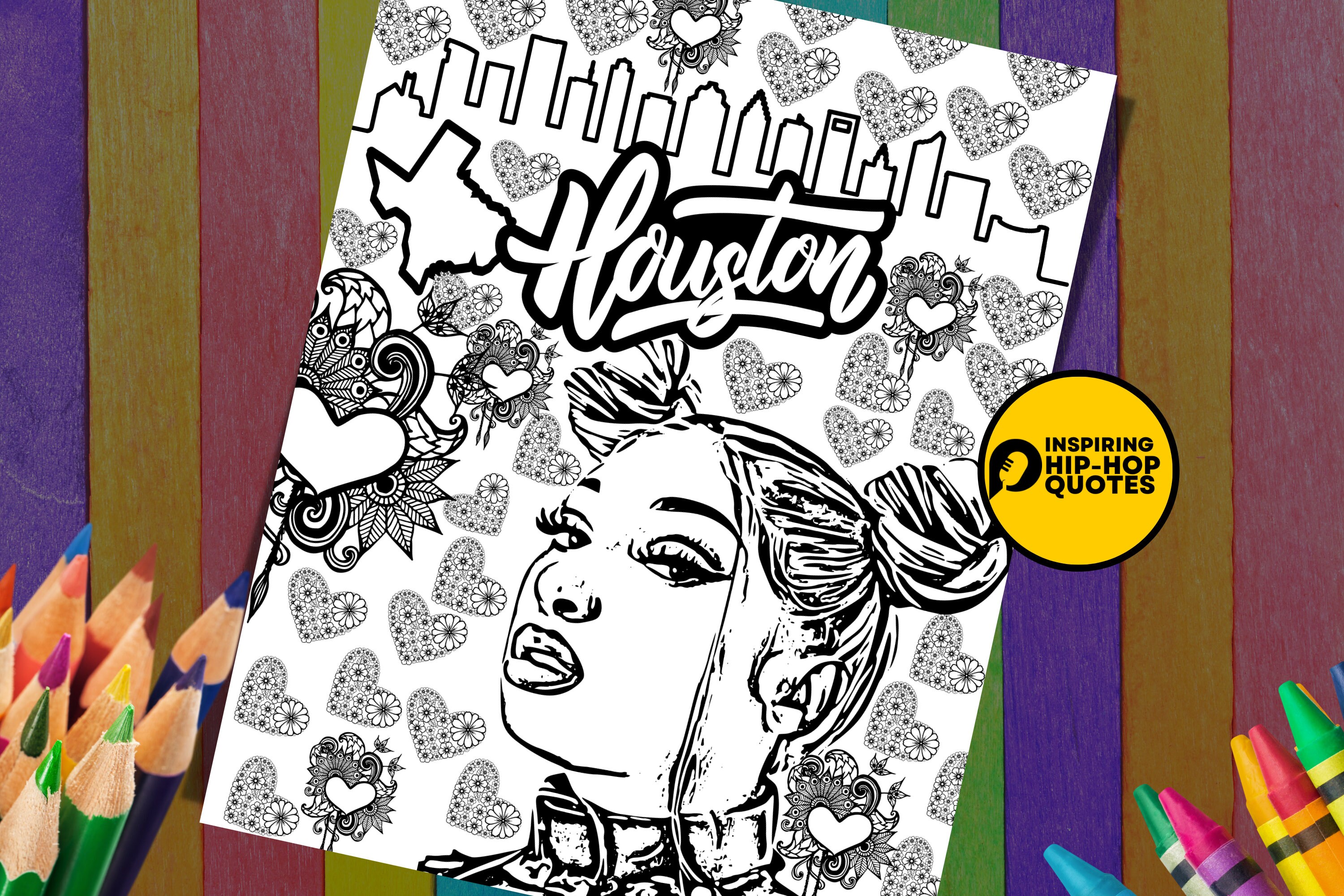 Hip Hop Legend Rapper Coloring Page Printable Coloring Page Adult Color ...