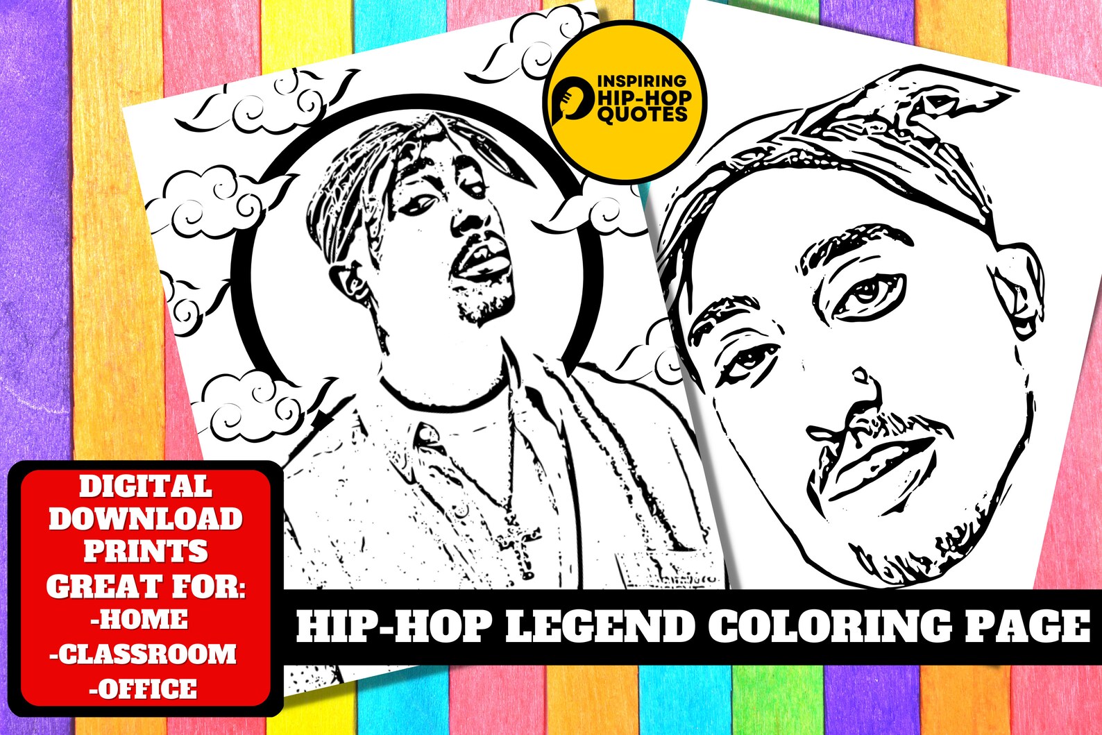 Hip Hop Legend Rapper Coloring Page Printable Coloring Page - Etsy