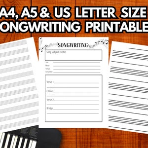 Printable Songwriting Templates Set of 8 Pdfs Music and Lyric Sheet ...