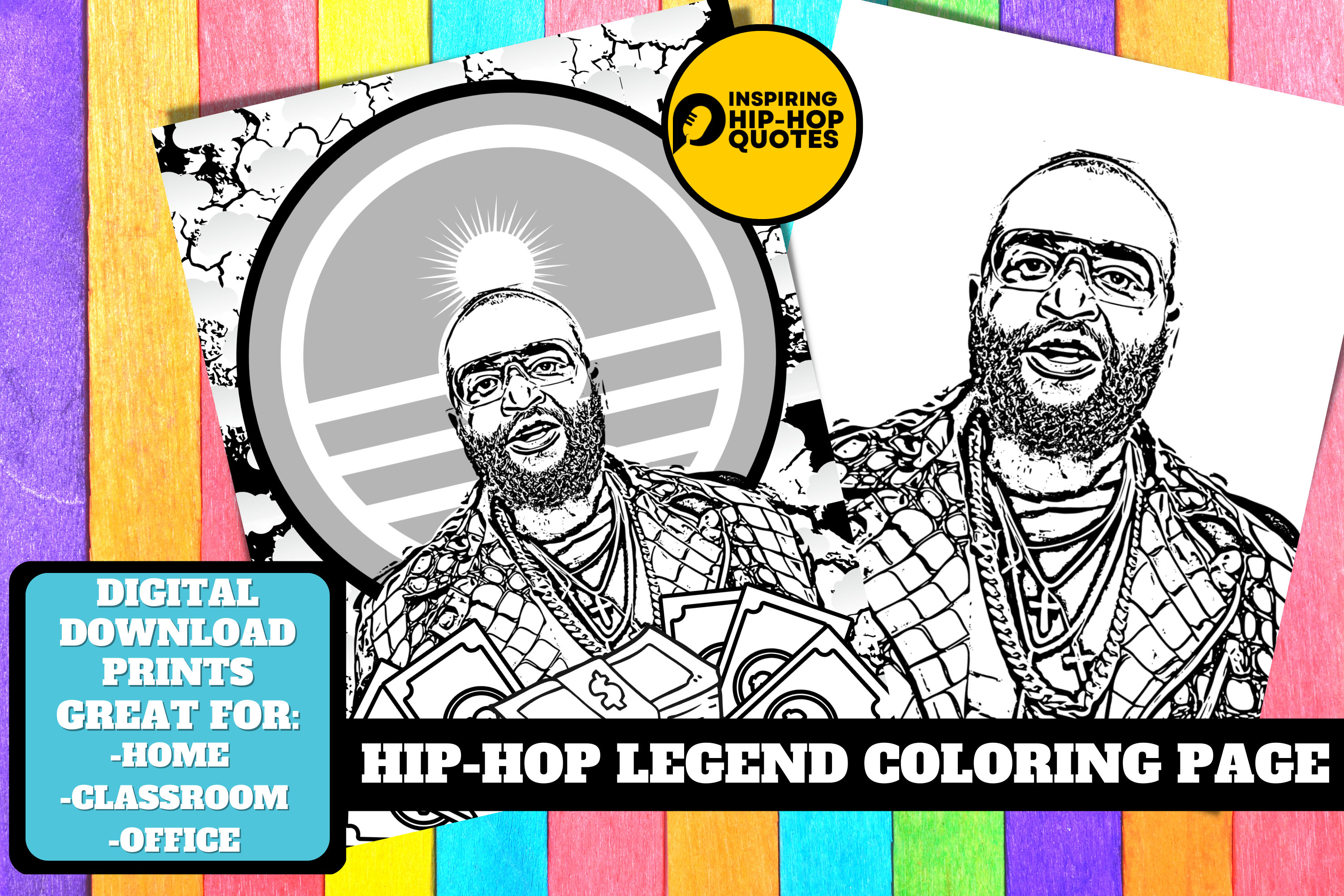 Hip Hop Legend Rapper Coloring Page Printable Coloring Page Adult Color ...