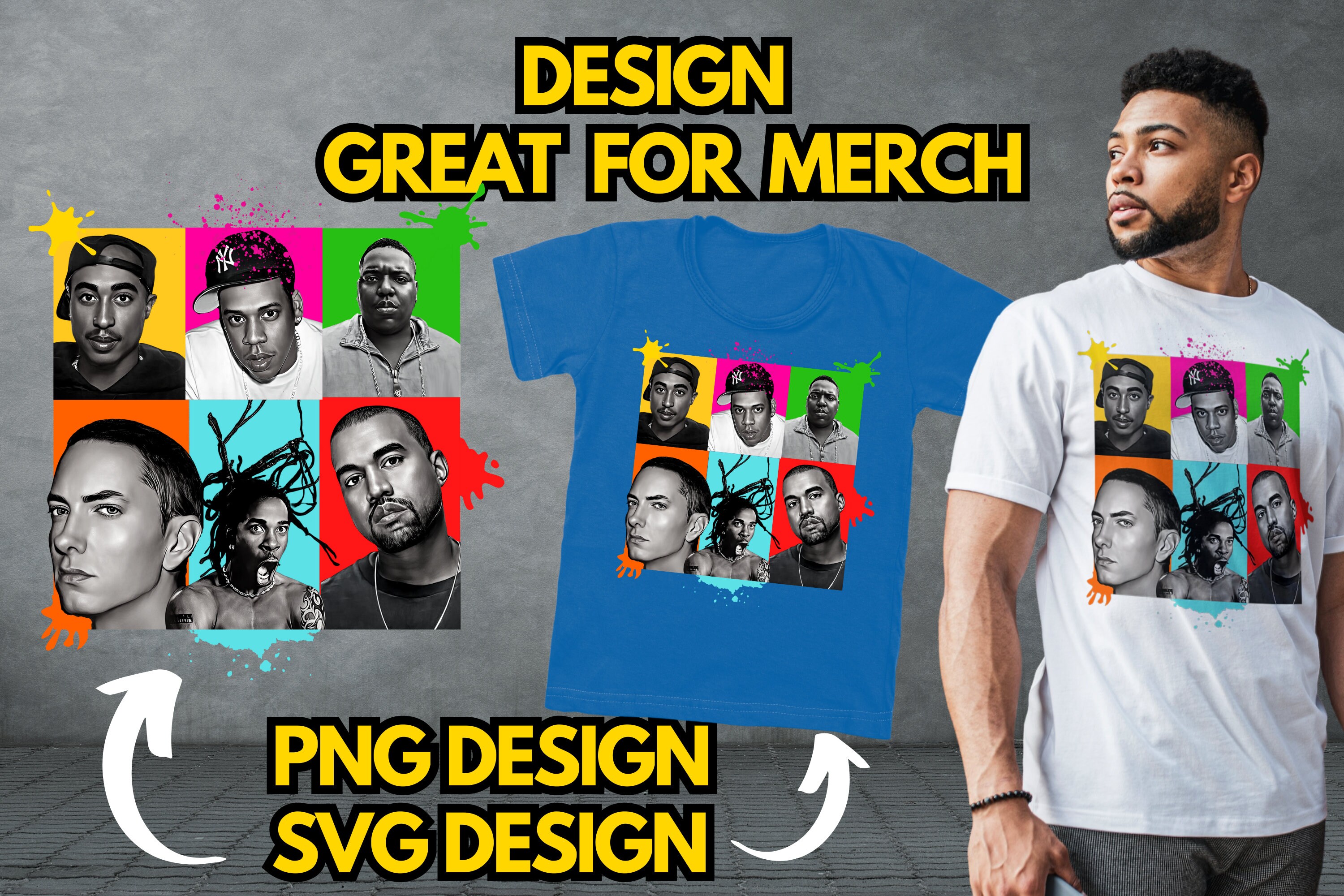 Hip Hop Legends Pop Art Trendy Png Svg T-shirt Jay-z, 2pac, Biggie ...
