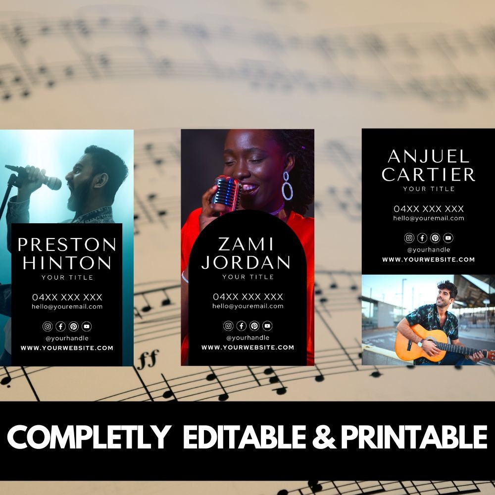 Musician Business Card Editable Template for Rappers, Djs, Singers ...