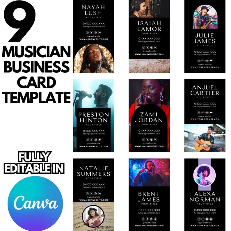 Musician Business Card Editable Template for Rappers, Djs, Singers ...
