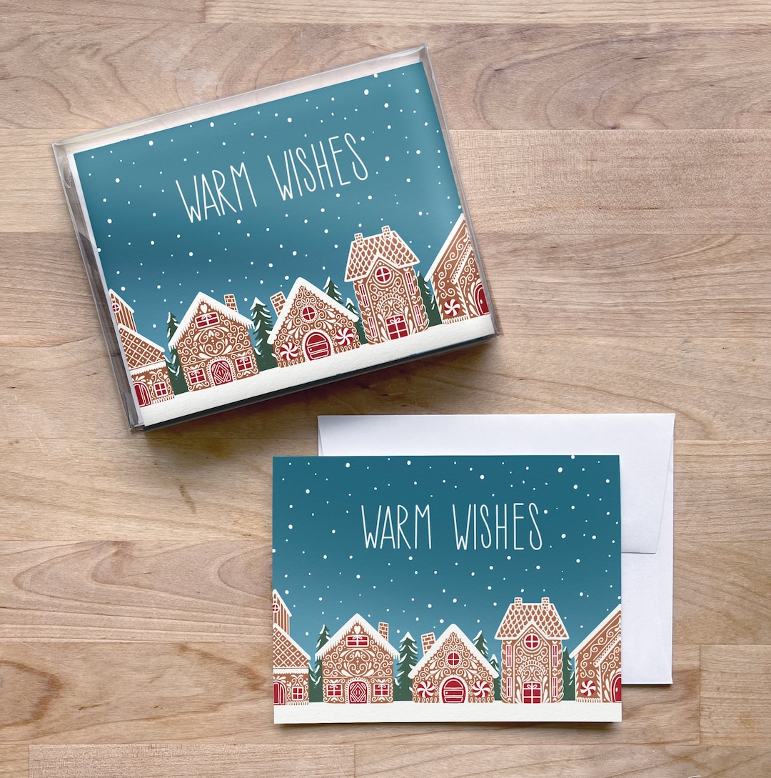 Gingerbread House Holiday Greeting Cards With Envelopes, Christmas Card ...