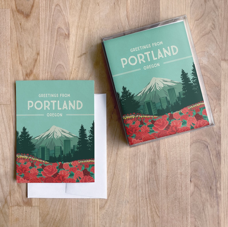 Portland Oregon Greeting Cards With Envelopes, Travel Card Box Set ...