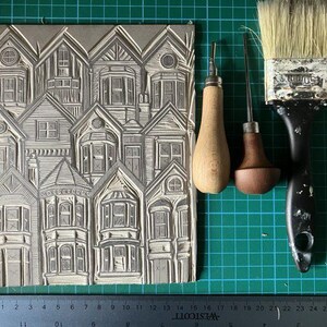 Architecture A4 Print, Houses Lino Print, Contemporary Art Poster, Cute ...