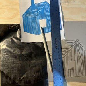 Architecture A5 Lino Print, Solitary House Lino Print, Contemporary Art ...