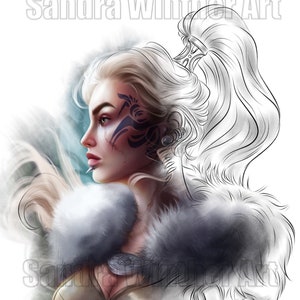 Shield-maiden Printable Digital Coloring Page - Etsy