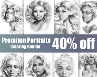 Portrait Coloring Bundle Printable Digital Coloring Pages | Etsy