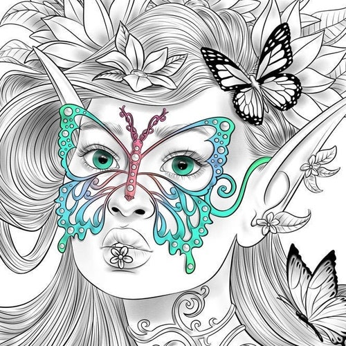 Elf Princess Printable Digital Coloring Page - Etsy