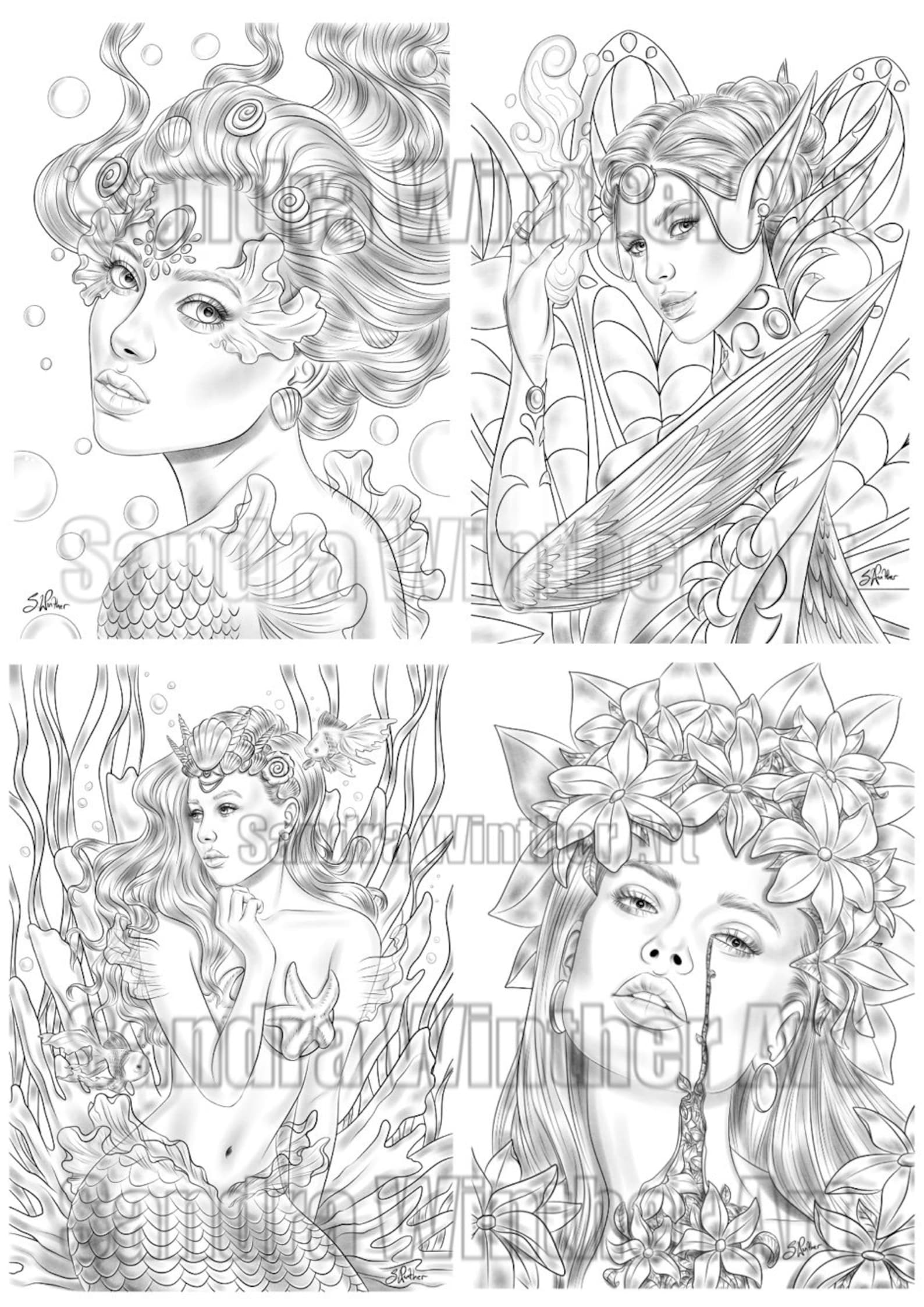 Imagination Portrait Coloring Bundle Printable Digital | Etsy