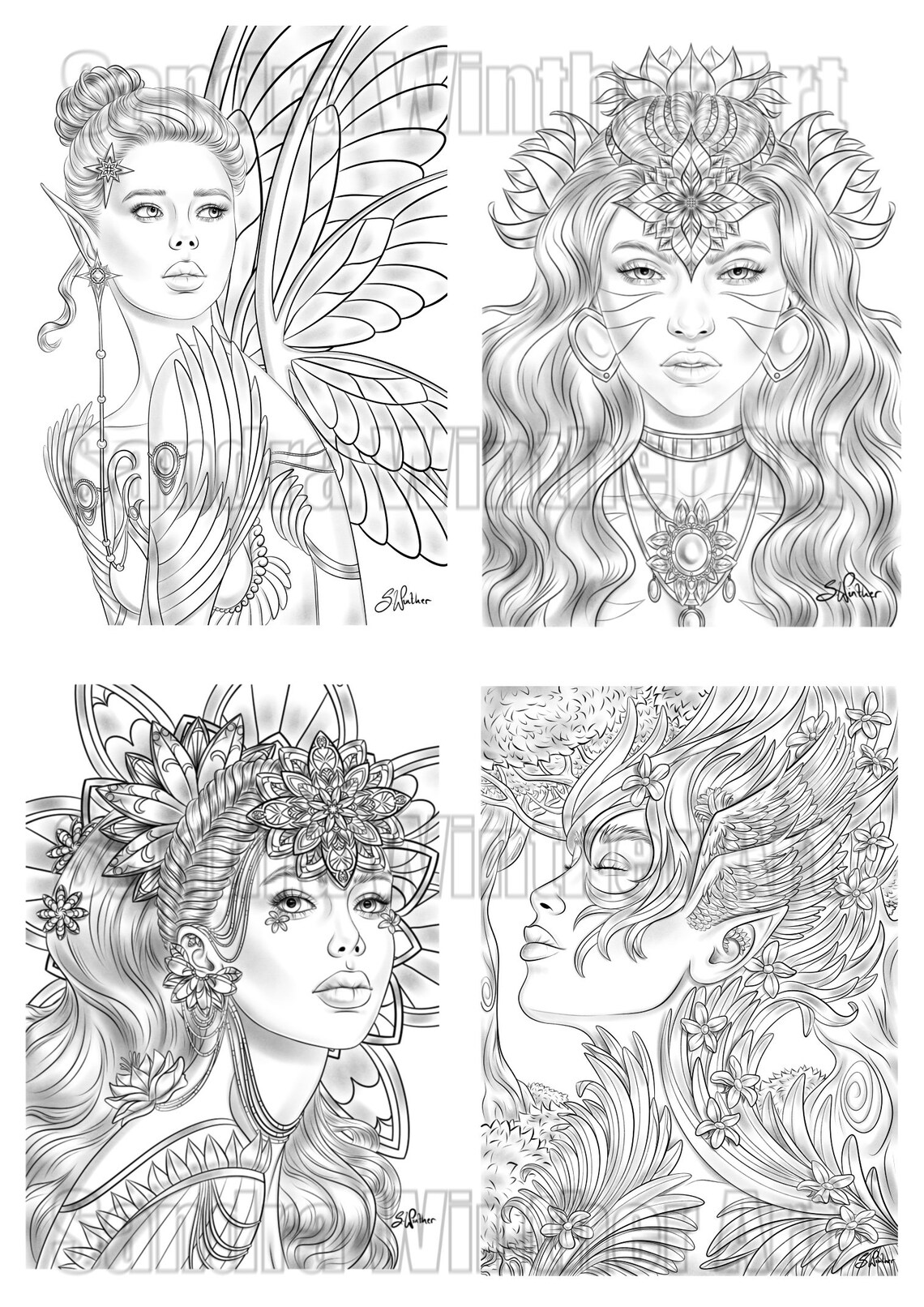 Portrait Coloring Bundle Printable Digital Coloring Pages - Etsy