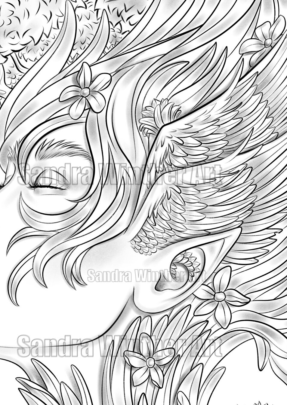 Forest Fae Printable Digital Coloring Page - Etsy