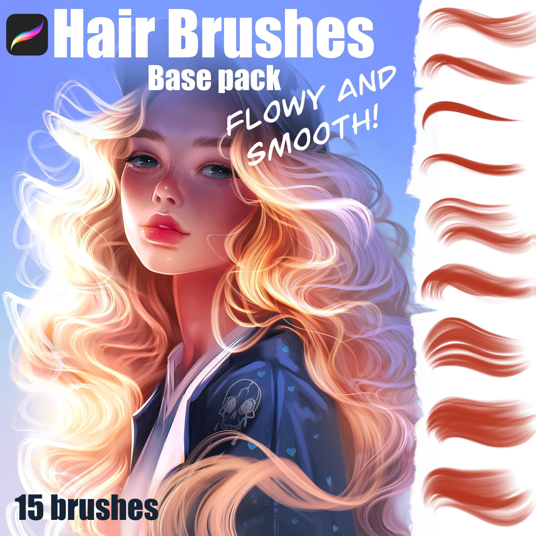 Hair Brushes for Procreate - Base Set - Etsy