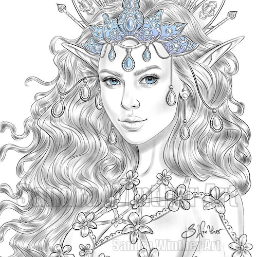 Elf Princess Printable Digital Coloring Page - Etsy UK