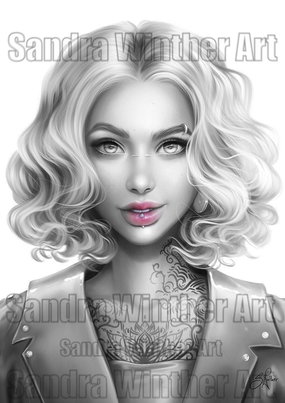 Rock Chick Portrait - Printable Digital Coloring Page - Etsy