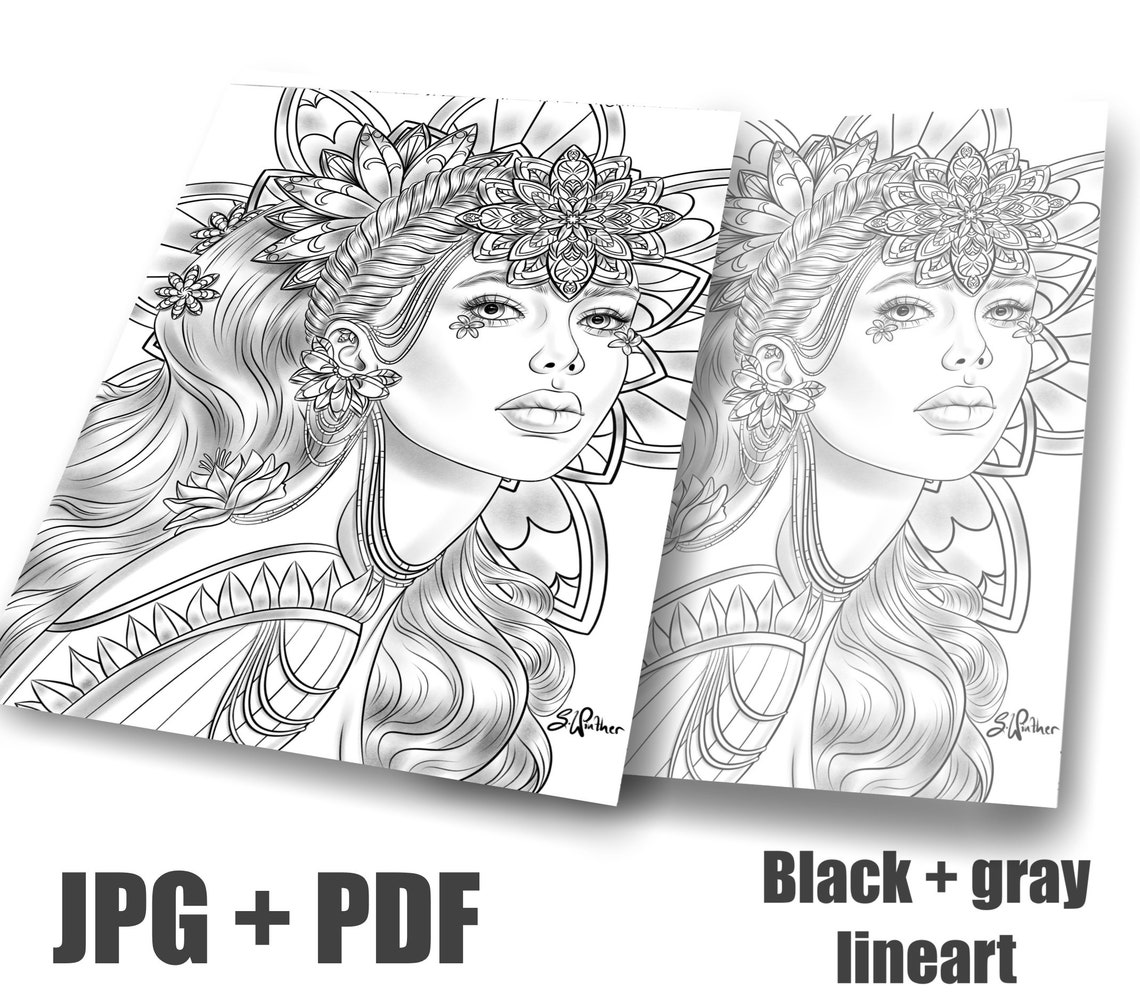 Fantasy Princess Printable Digital Coloring Page - Etsy