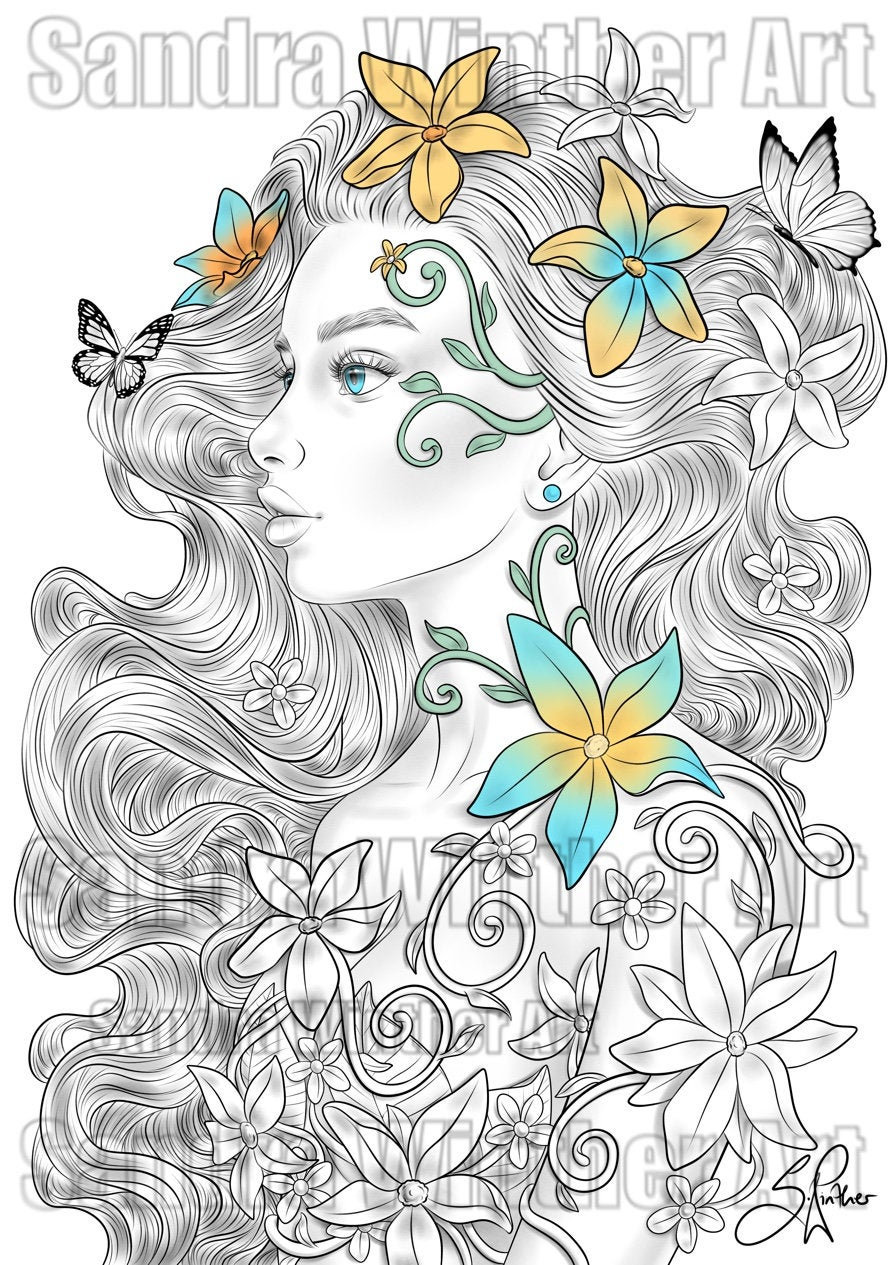 Spring Dream Printable Digital Coloring Page - Etsy