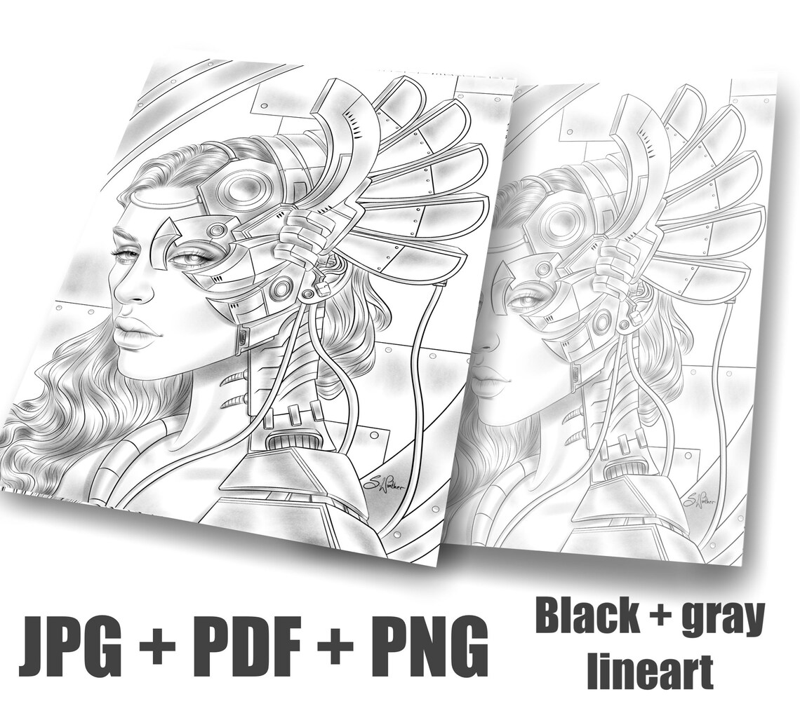 Cyborg Printable Digital Coloring Page | Etsy