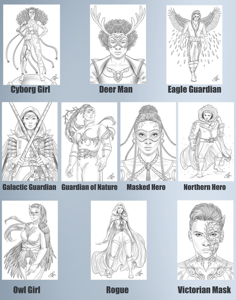 Heroes Printable Digital Coloring Book - Etsy