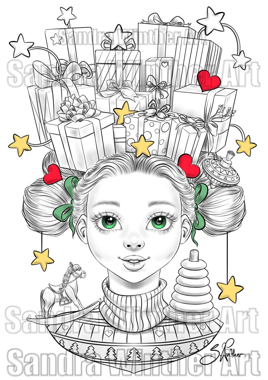 Christmas Cutie Printable Digital Coloring Page - Etsy