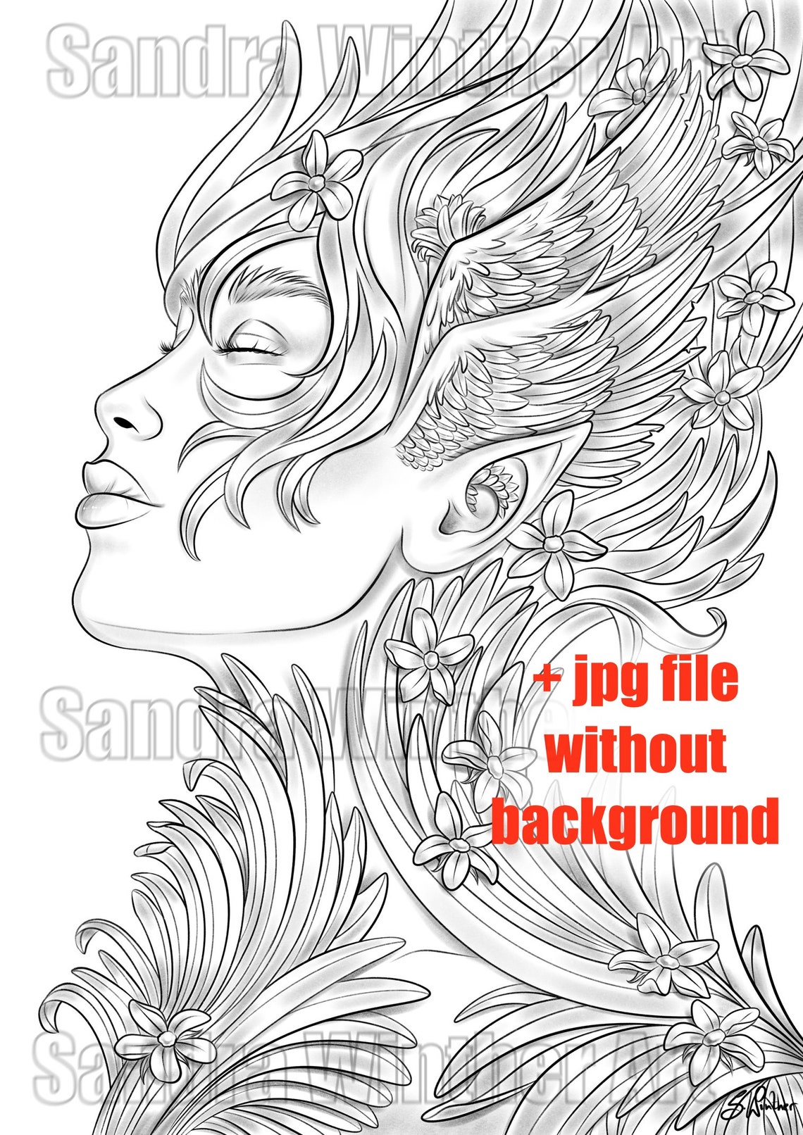 Forest Fae Printable Digital Coloring Page | Etsy