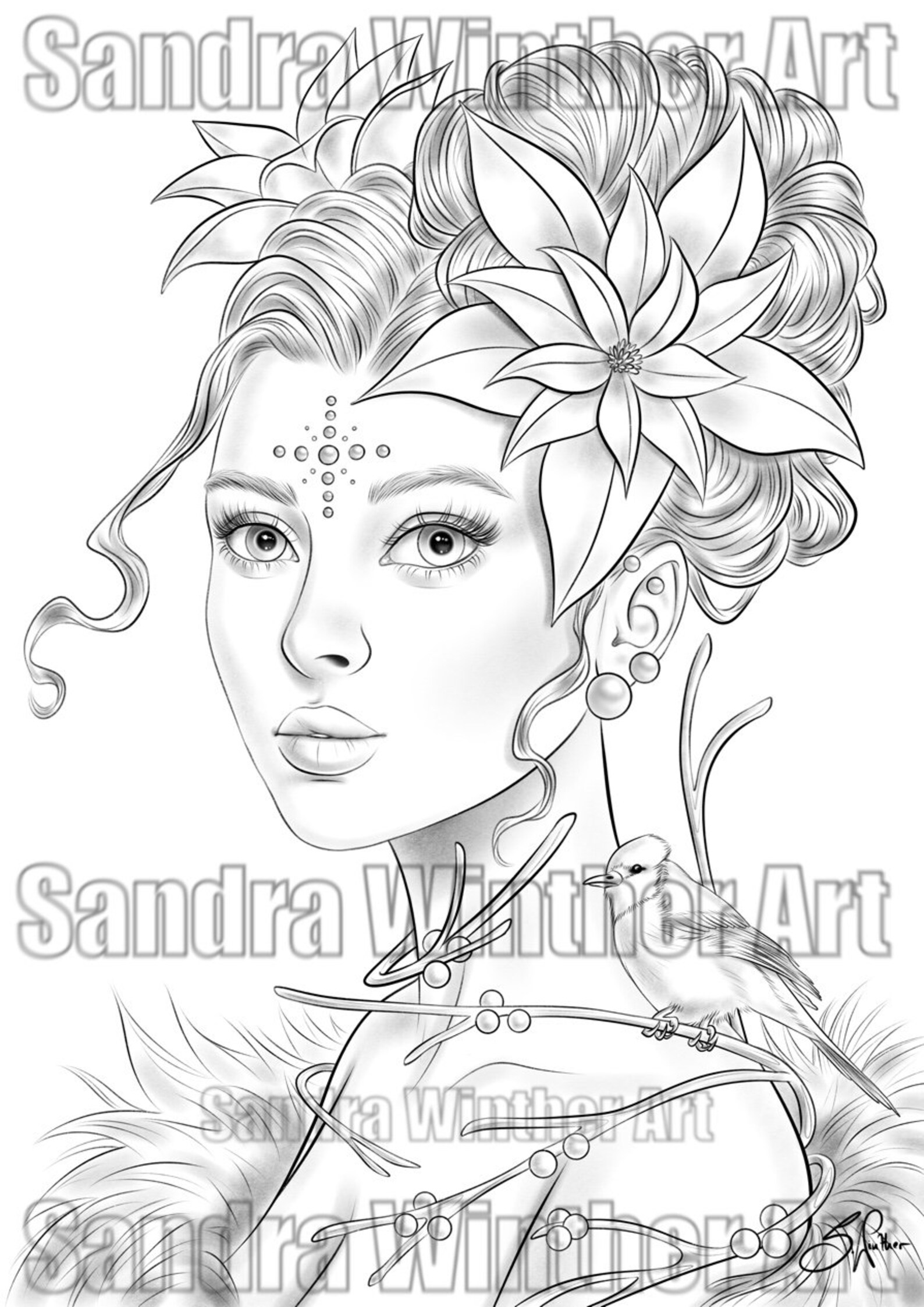 Winter Lady Printable Digital Coloring Page | Etsy