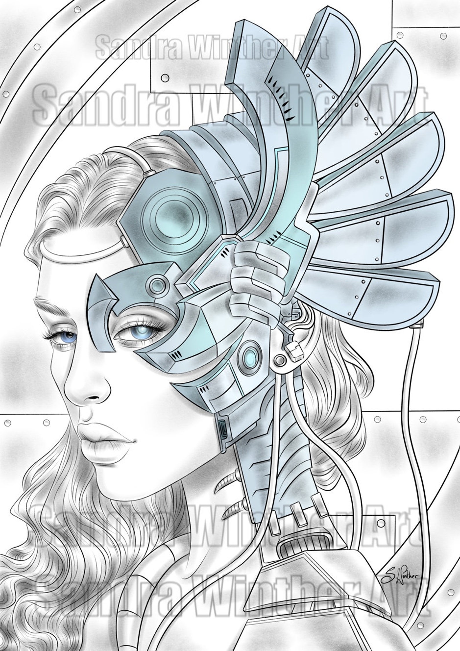 Cyborg - Printable Digital Coloring Page - Etsy