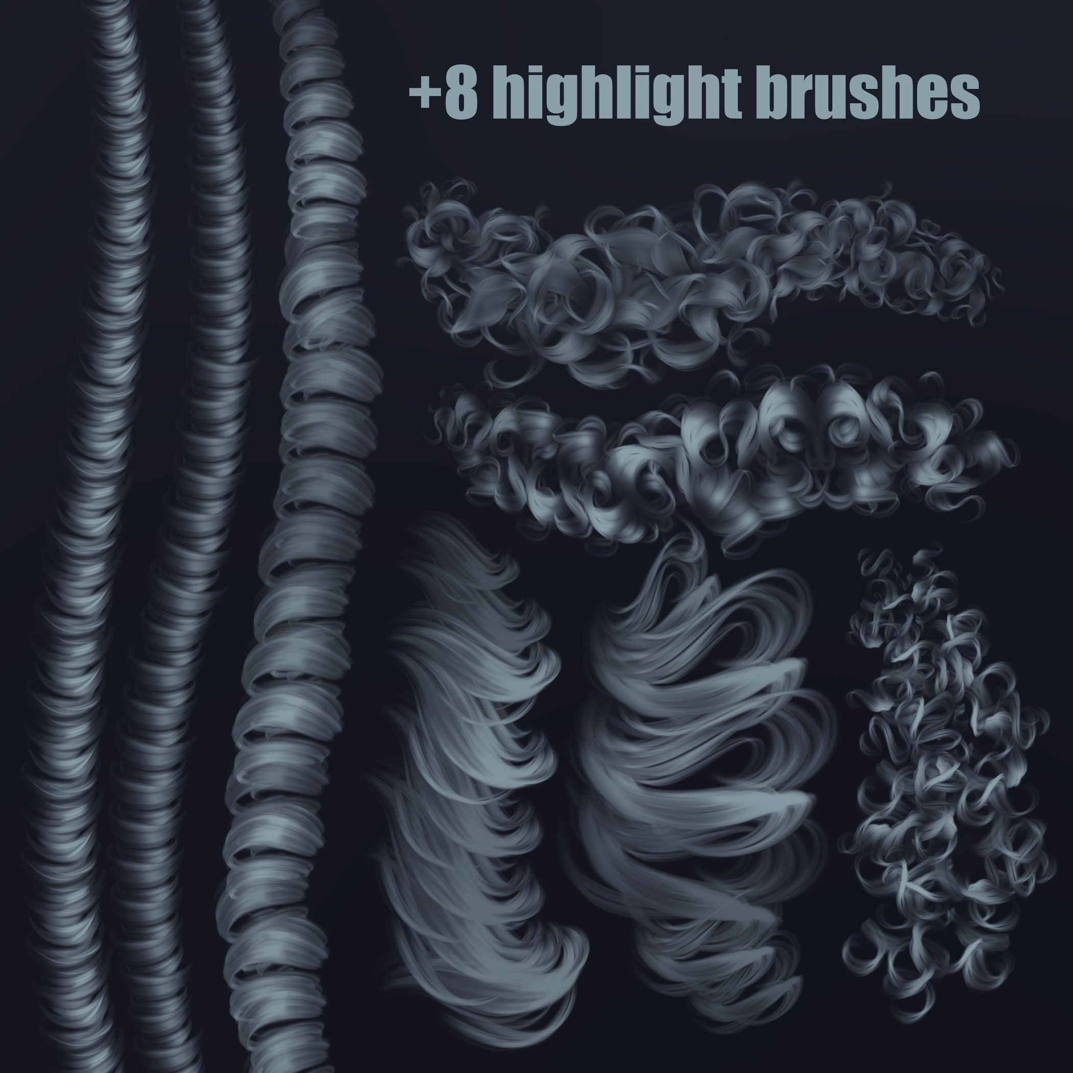 Curly Hair Brushes for Procreate - Etsy