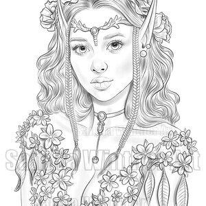 Elf Princess Printable Digital Coloring Page - Etsy