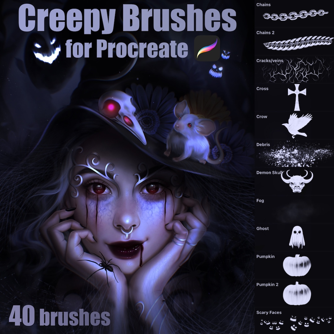 Creepy Brushes for Procreate - Halloween Brushes - Etsy
