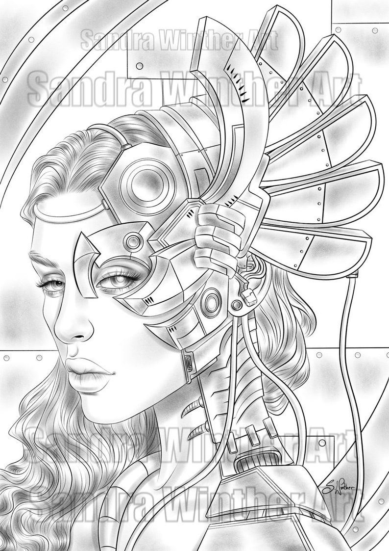 Cyborg Printable Digital Coloring Page | Etsy