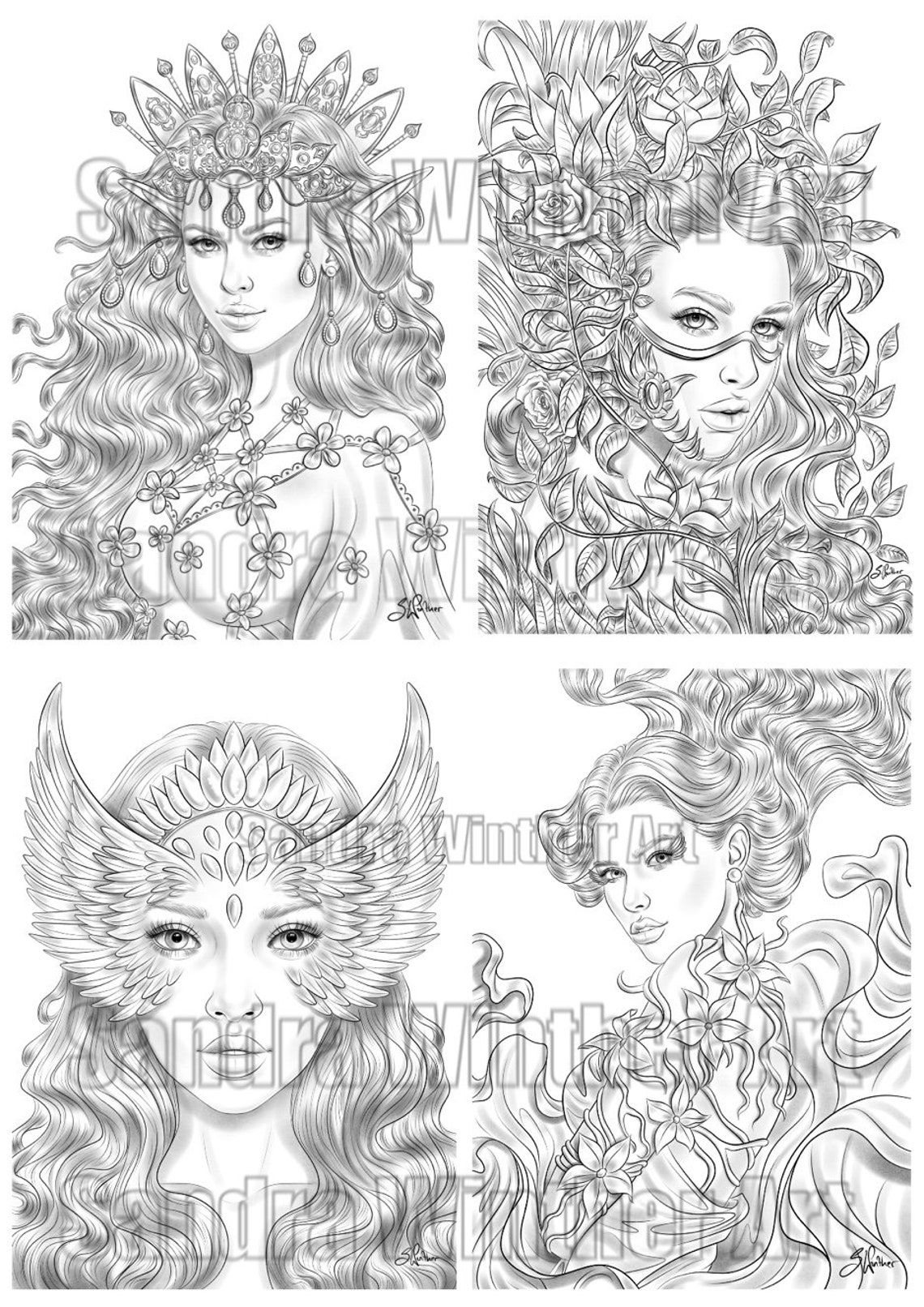 Imagination Portrait Coloring Bundle Printable Digital | Etsy