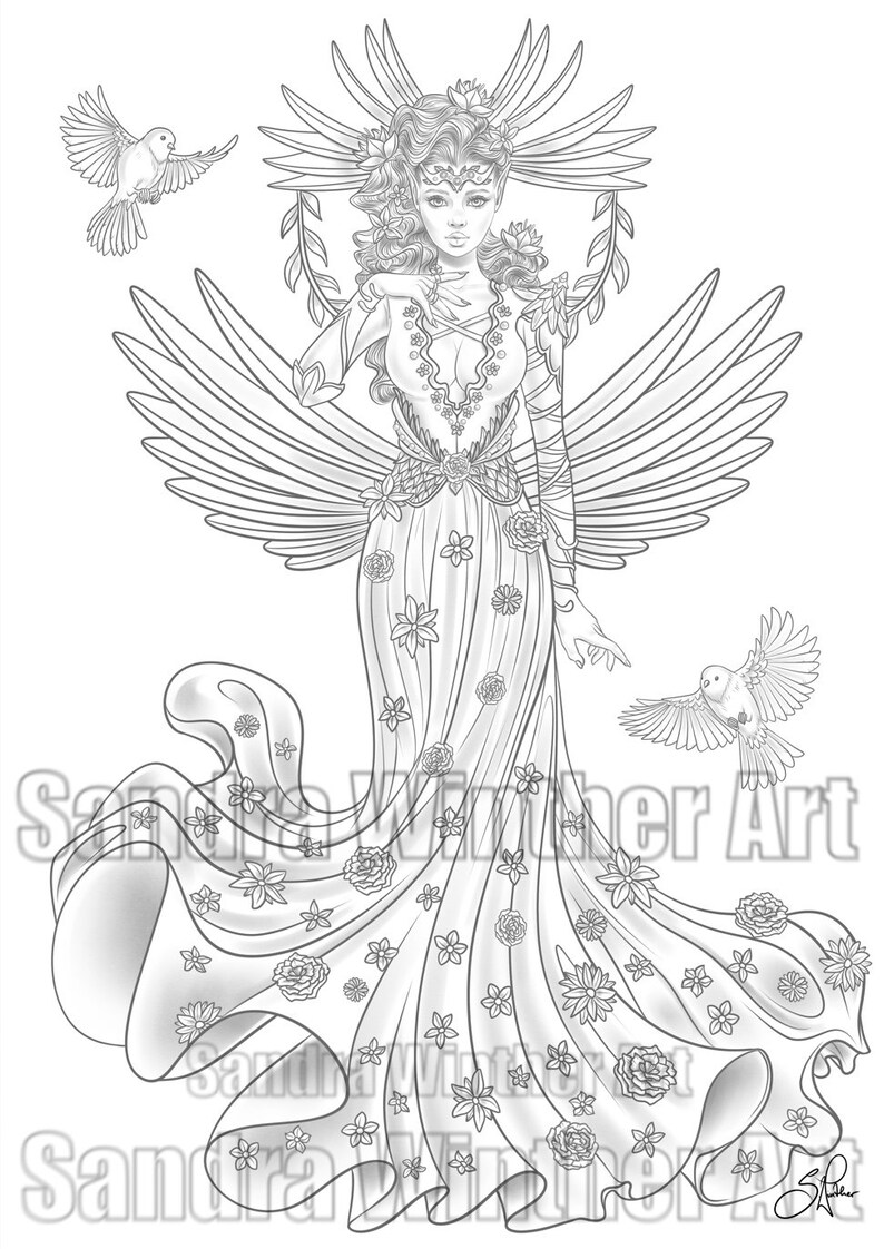 Nature Princess Printable Digital Coloring Page - Etsy