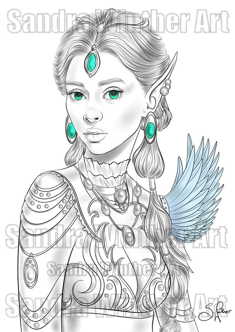 Elf Lady - Printable Digital Coloring Page - Etsy UK