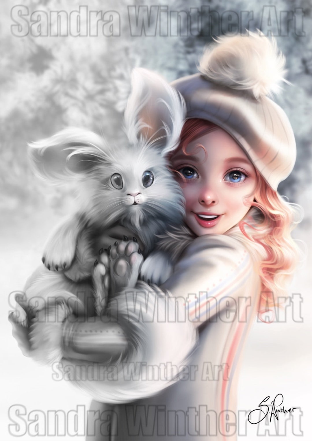 Snow Pet - Printable Digital Coloring Page - Etsy