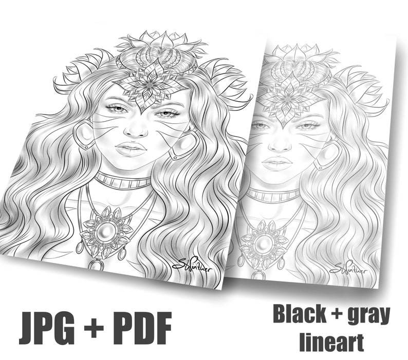 Hunter Princess Printable Digital Coloring Page - Etsy