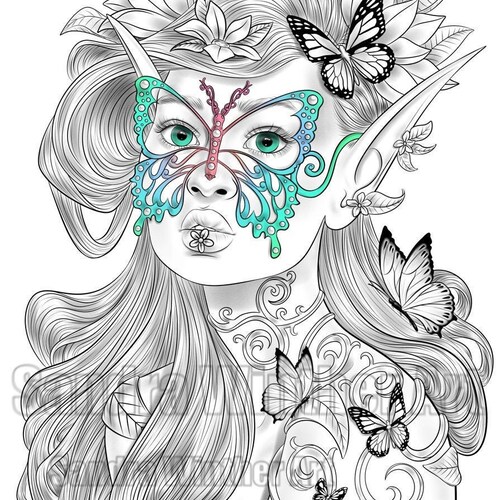 Elf Princess Printable Digital Coloring Page - Etsy