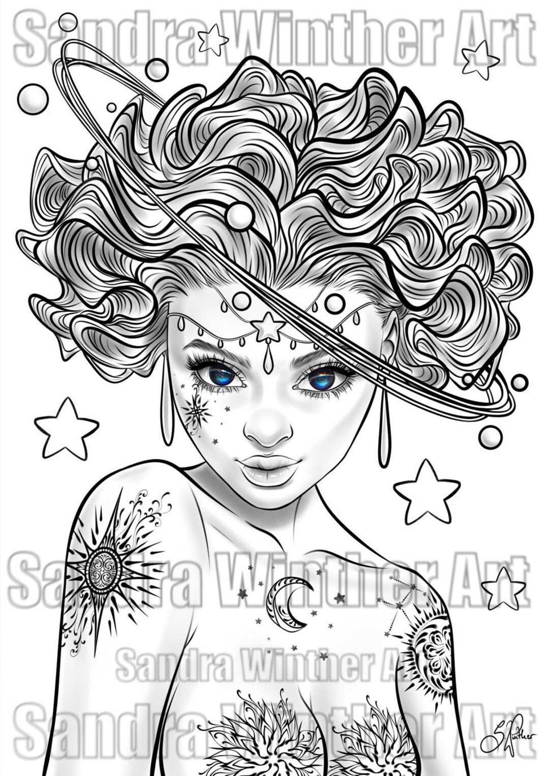 Space Girl Printable Digital Coloring Page - Etsy