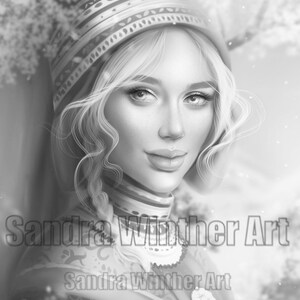 Sami Girl - Printable Digital Coloring Page in Grayscale - Etsy