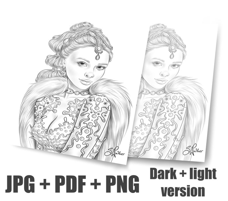 Winter Princess - Printable Digital Coloring Page - Etsy