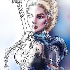 Snake Tamer - Printable Digital Coloring Page - Etsy