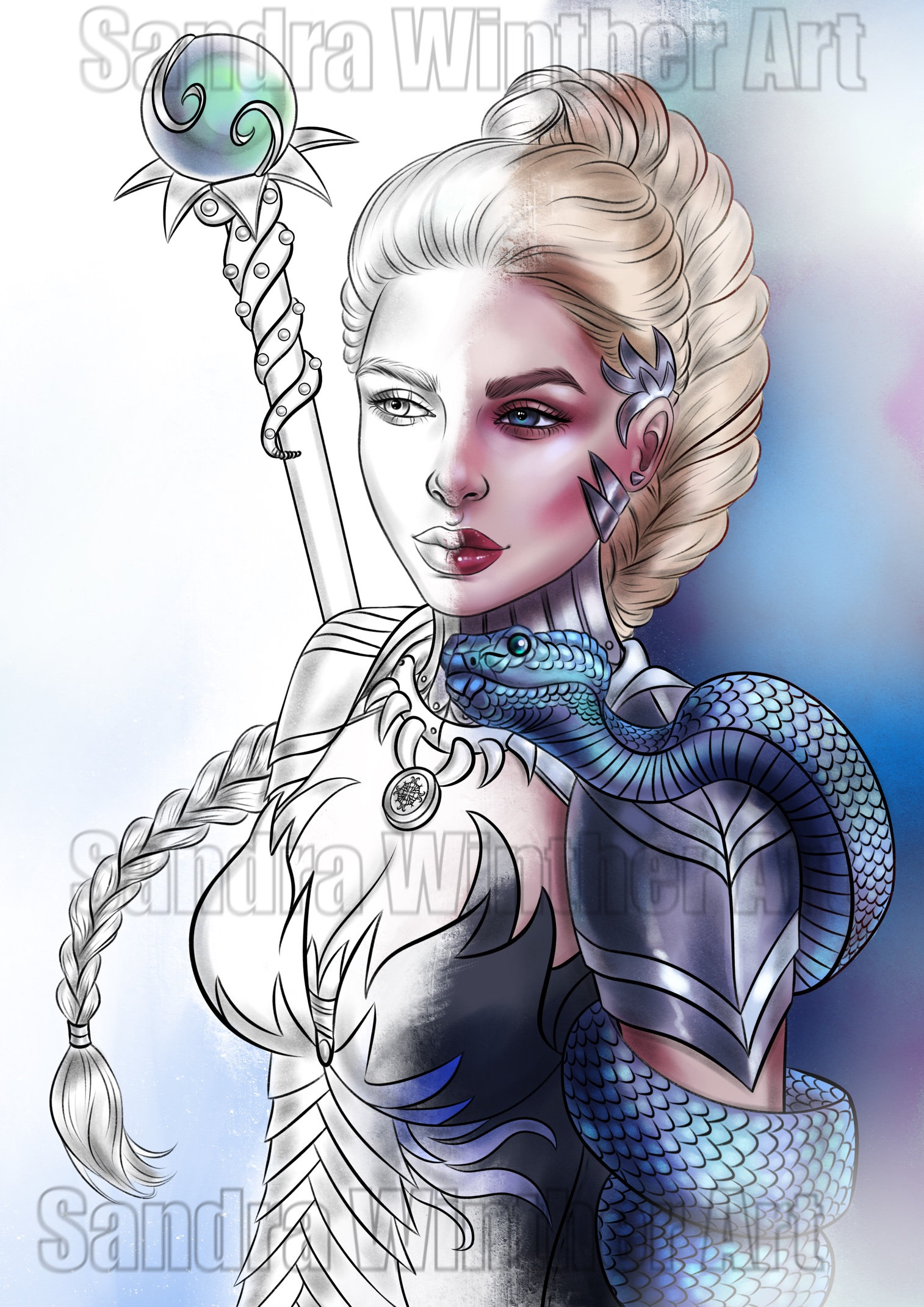 Snake Tamer Printable Digital Coloring Page | Etsy